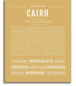 Cairo Personalized Name Meaning Art Prints – Name Stories