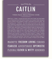 Caitlin Personalized Name Meaning Art Prints – Name Stories