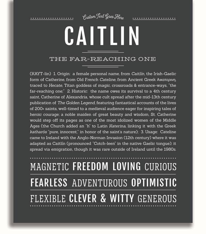 Caitlin Personalized Name Meaning Art Prints – Name Stories