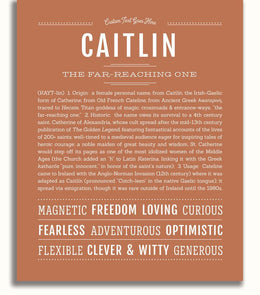 Caitlin Personalized Name Meaning Art Prints – Name Stories