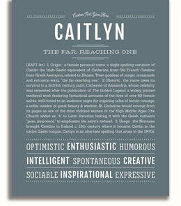 Caitlyn Personalized Name Meaning Art Prints – Name Stories