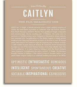 Caitlyn Personalized Name Meaning Art Prints – Name Stories