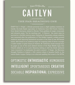 Caitlyn Personalized Name Meaning Art Prints – Name Stories