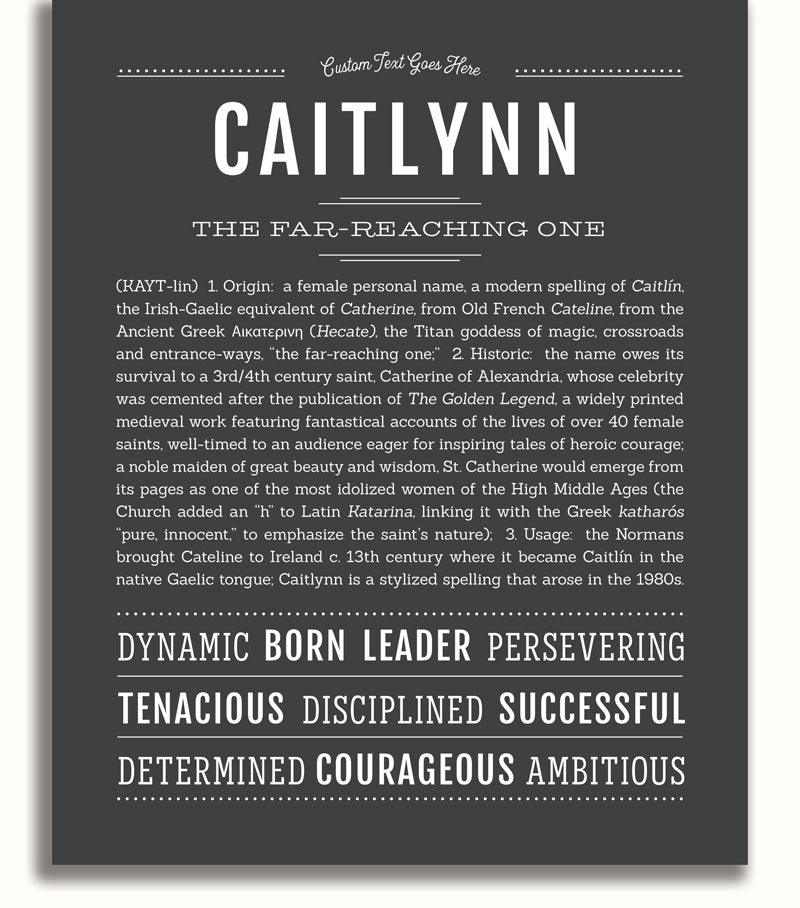 Caitlynn Personalized Name Meaning Art Prints – Name Stories