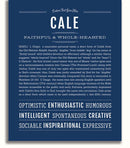 Cale Personalized Name Meaning Art Prints – Name Stories