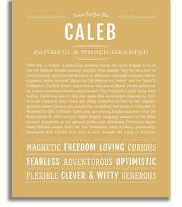 Caleb Personalized Name Meaning Art Prints – Name Stories