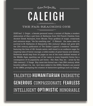 Caleigh Personalized Name Meaning Art Prints – Name Stories