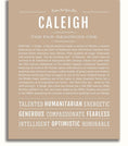 Caleigh Personalized Name Meaning Art Prints – Name Stories