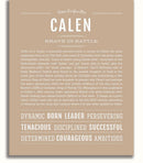 Calen Personalized Name Meaning Art Prints – Name Stories