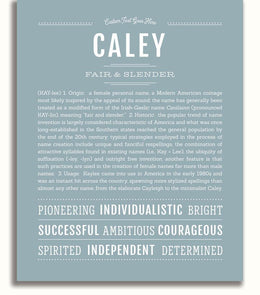 Caley Personalized Name Meaning Art Prints – Name Stories