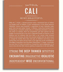Cali Personalized Name Meaning Art Prints – Name Stories