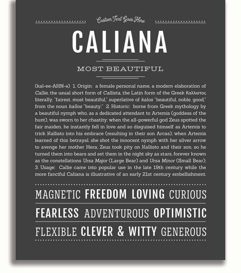 Caliana Personalized Name Meaning Art Prints – Name Stories