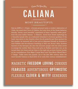 Caliana Personalized Name Meaning Art Prints – Name Stories