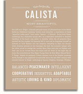 Calista Personalized Name Meaning Art Prints – Name Stories