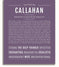 Callahan Personalized Name Meaning Art Prints – Name Stories