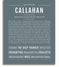 Callahan Personalized Name Meaning Art Prints – Name Stories