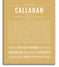 Callahan Personalized Name Meaning Art Prints – Name Stories