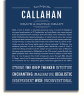 Callahan Personalized Name Meaning Art Prints – Name Stories