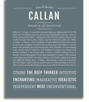 Callan Personalized Name Meaning Art Prints – Name Stories
