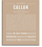 Callan Personalized Name Meaning Art Prints – Name Stories