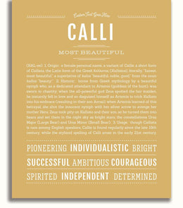 Calli Personalized Name Meaning Art Prints – Name Stories