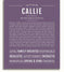 Callie Personalized Name Meaning Art Prints – Name Stories