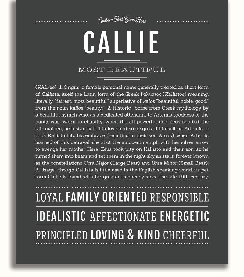 Callie Personalized Name Meaning Art Prints – Name Stories
