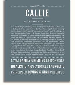 Callie Personalized Name Meaning Art Prints – Name Stories