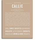 Callie Personalized Name Meaning Art Prints – Name Stories