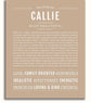 Callie Personalized Name Meaning Art Prints – Name Stories