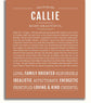 Callie Personalized Name Meaning Art Prints – Name Stories