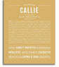 Callie Personalized Name Meaning Art Prints – Name Stories