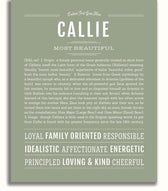 Callie Personalized Name Meaning Art Prints – Name Stories