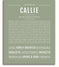 Callie Personalized Name Meaning Art Prints – Name Stories