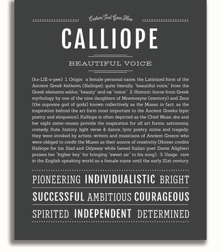 Calliope Personalized Name Meaning Art Prints – Name Stories