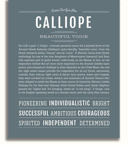 Calliope Personalized Name Meaning Art Prints – Name Stories