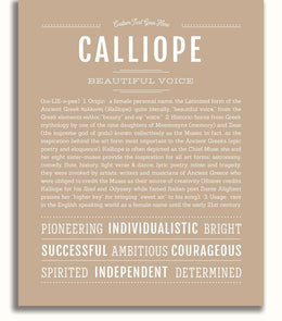 Calliope Personalized Name Meaning Art Prints – Name Stories