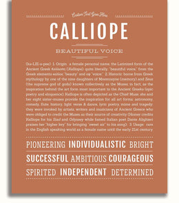 Calliope Personalized Name Meaning Art Prints – Name Stories