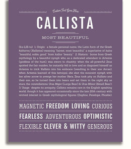 Callista Personalized Name Meaning Art Prints – Name Stories
