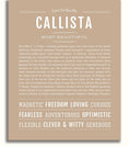 Callista | Name Art Print - Personalized Custom Gifts – Name Stories