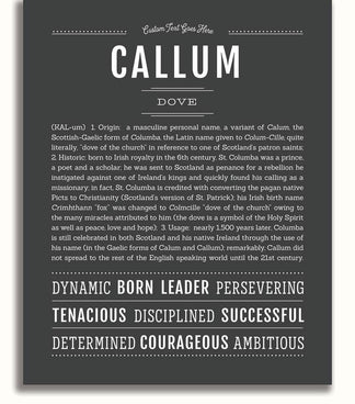 Callum Personalized Name Meaning Art Prints – Name Stories