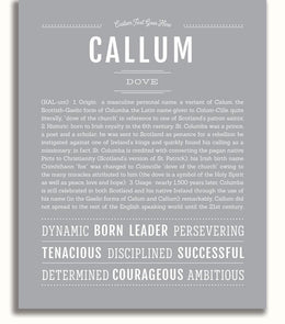 Callum Personalized Name Meaning Art Prints – Name Stories