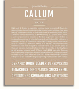 Callum Personalized Name Meaning Art Prints – Name Stories