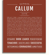 Callum Personalized Name Meaning Art Prints – Name Stories