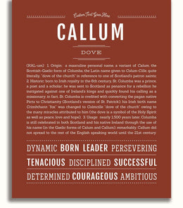 Callum Personalized Name Meaning Art Prints – Name Stories