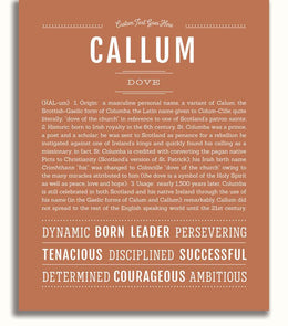 Callum Personalized Name Meaning Art Prints – Name Stories