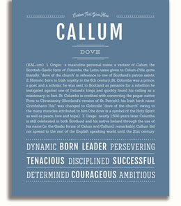 Callum Personalized Name Meaning Art Prints – Name Stories