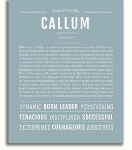 Callum Personalized Name Meaning Art Prints – Name Stories