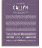Callyn Personalized Name Meaning Art Prints – Name Stories