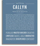 Callyn Personalized Name Meaning Art Prints – Name Stories